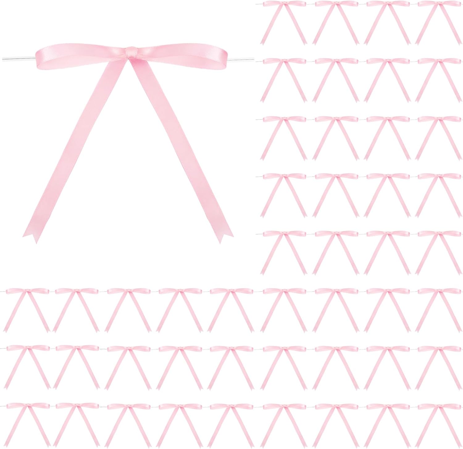 Amazon.com: Riceshoot 100 Pcs Twist Tie Bows Bulk 5x7 Inch Satin Ribbon ...