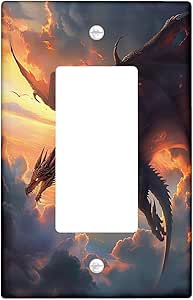 Dragon Light Switch Cover Plate Standard Sky Landscape Cloud Dinosaur ...