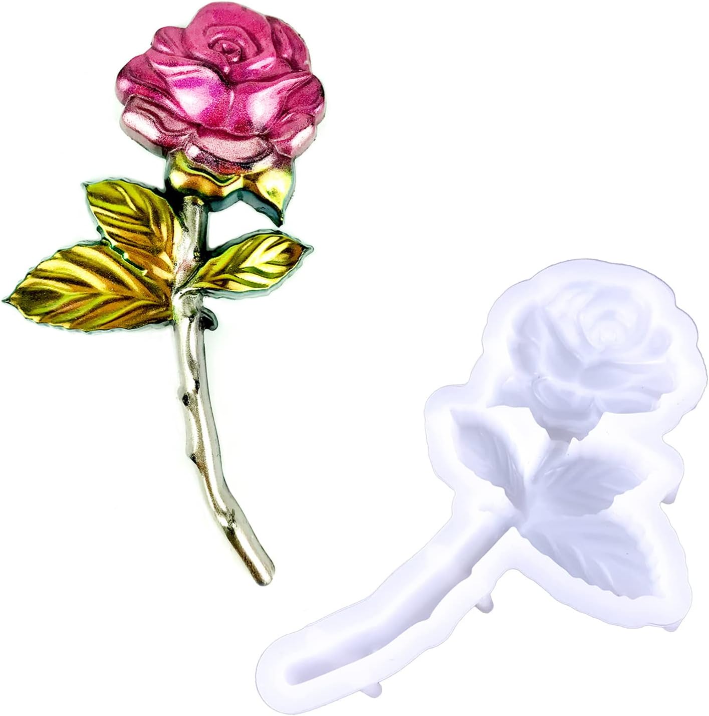 Amazon.com: KIUMODIY Rose Flower Silicone Molds, 3D Floral Resin Molds ...
