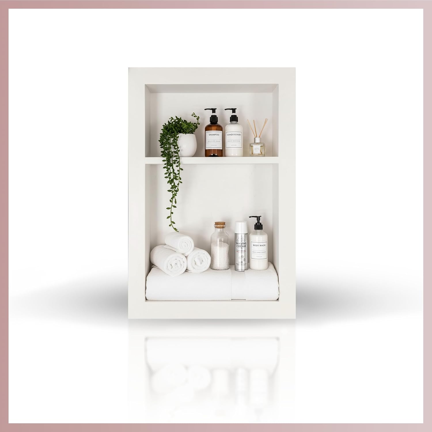 Amazon.com: 16" x 24" Pure White Luxurious Recessed Marbel Shower Wall ...