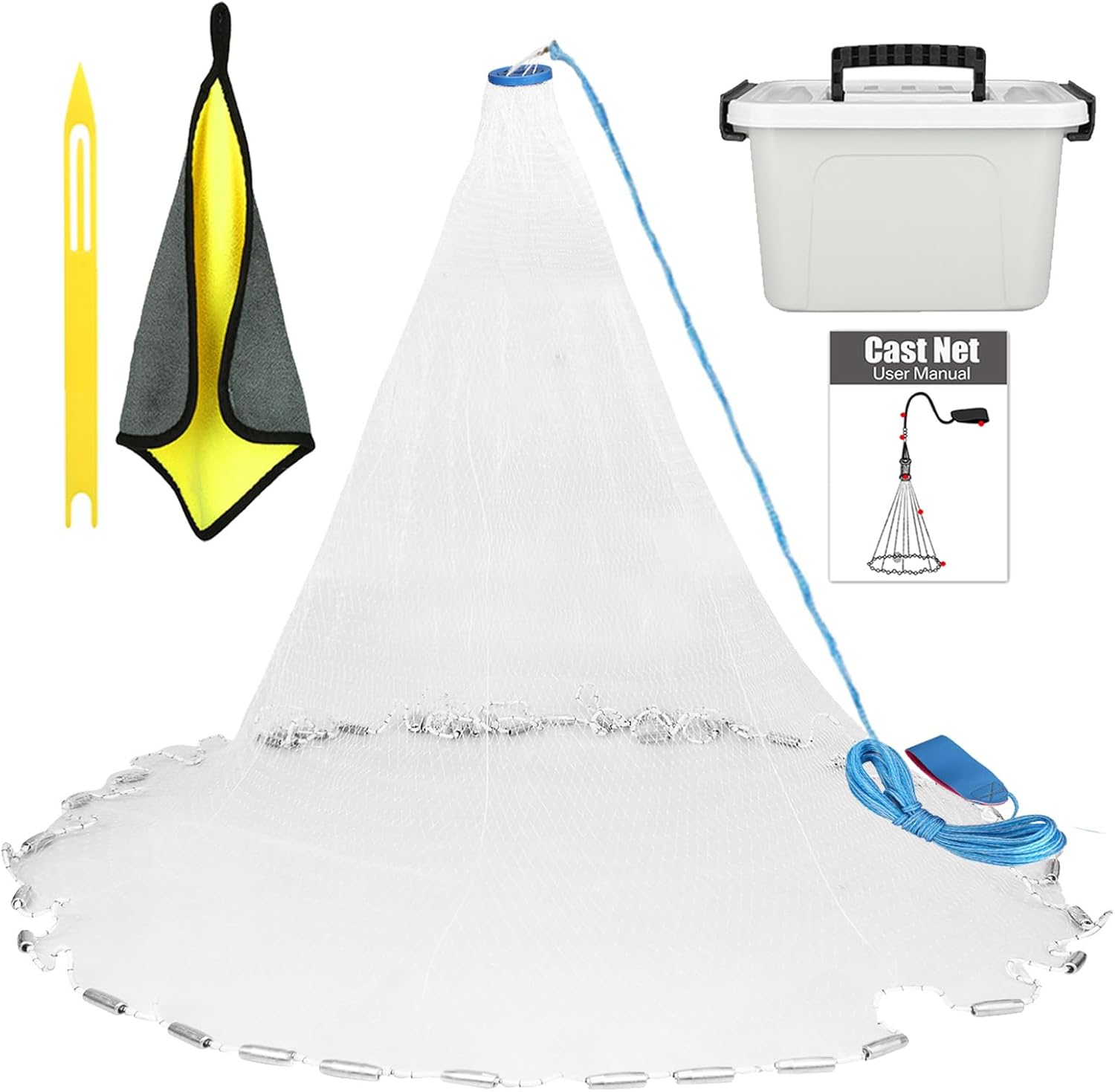 Amazon.com : Yeahmart Saltwater American Fishing Cast Net for Bait Trap ...