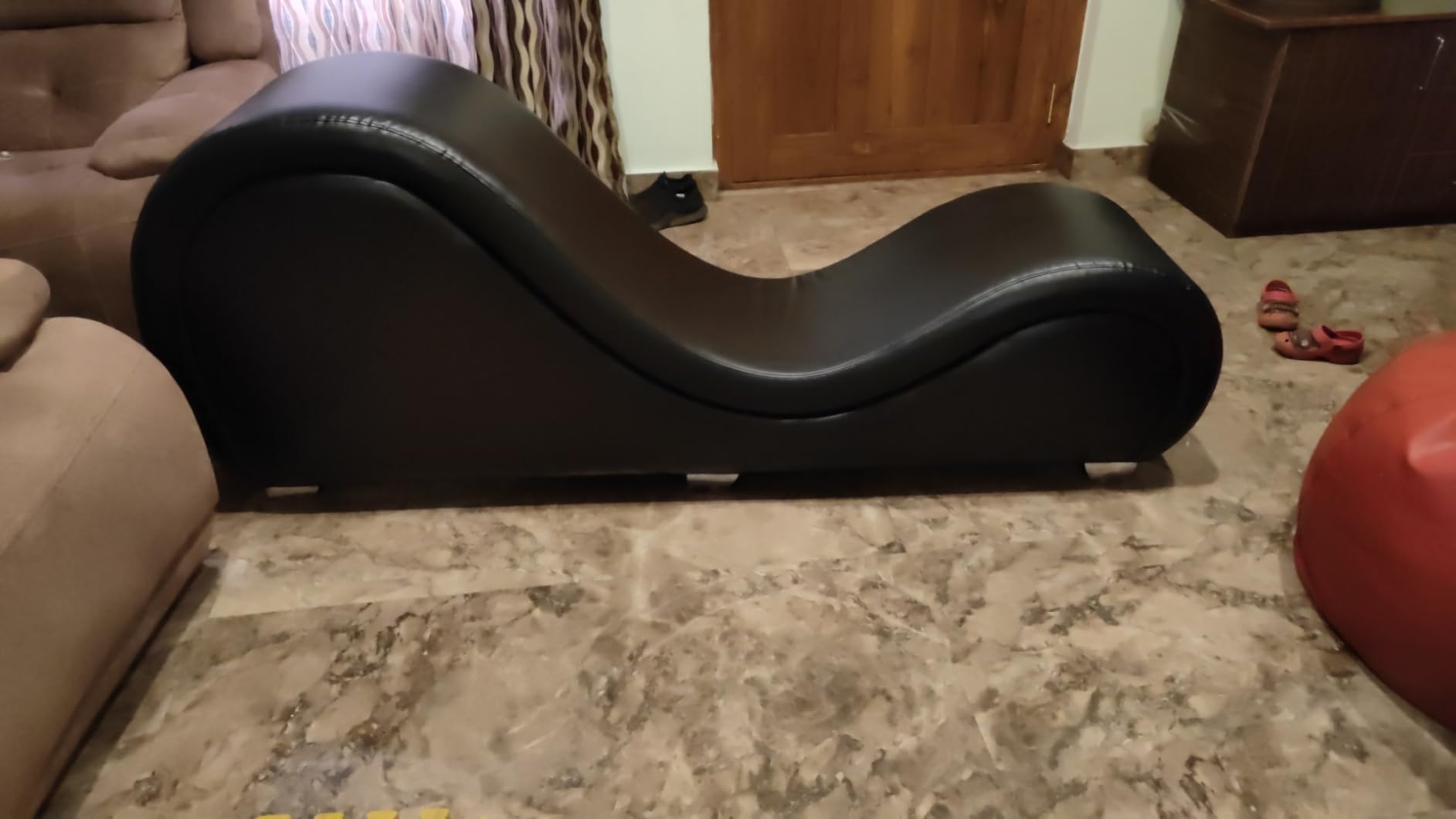 Luvottica Leatherette Elite Black Tantra Sofa with Center Cushion ...