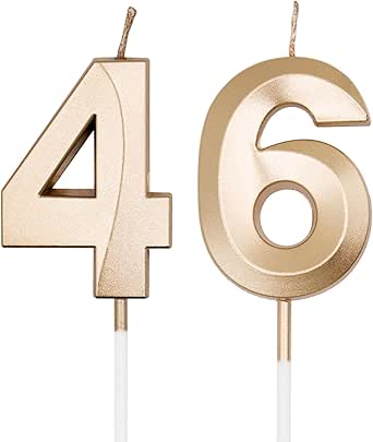 Amazon.com: Champagne Gold 46th & 64th Birthday Candles for Cakes ...