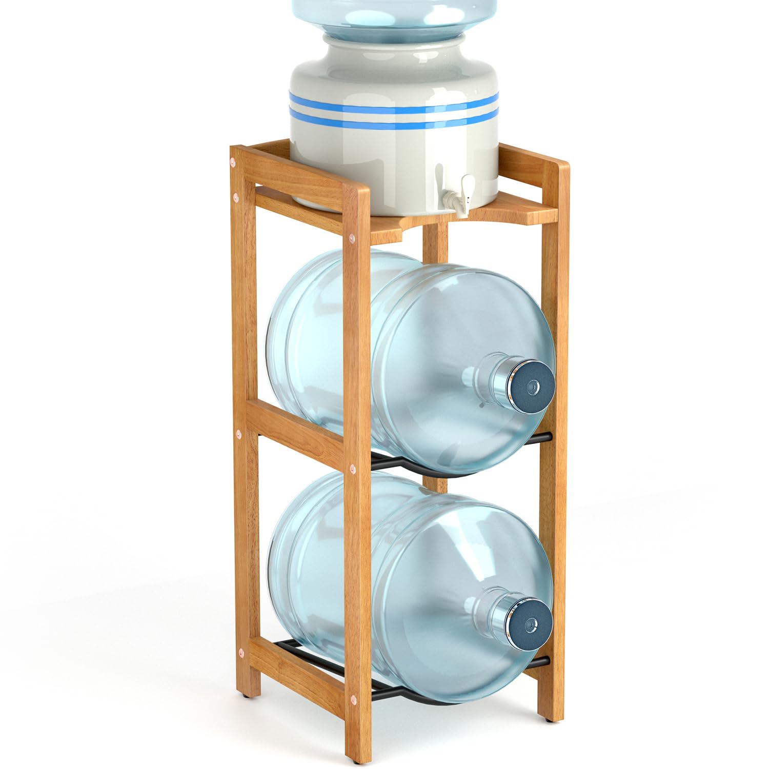 Amazon.com: 5 Gallon Water Jug Holder with Top Shelves, Natural Solid ...