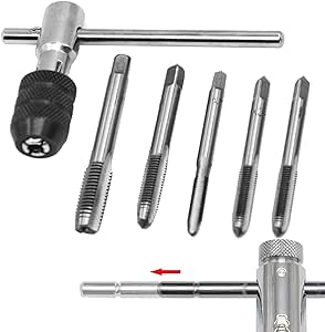 Silver Metric Metal Hand Thread Taps, 6pcs M3-M8 Ratchet Tap Re ...
