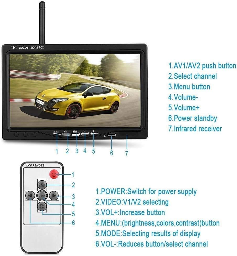 Wireless Rear View Camera and 7 Inch HD Monitor Kit, Hodozzy Car ...