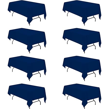Amazon.com: 8 Pack Navy Blue Tablecloths for 6 Foot Rectangle Tables 60 ...