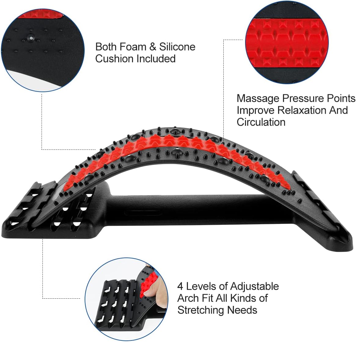 Back Stretcher, 4 Level Spine Stretcher Adjustable Back Massager with ...