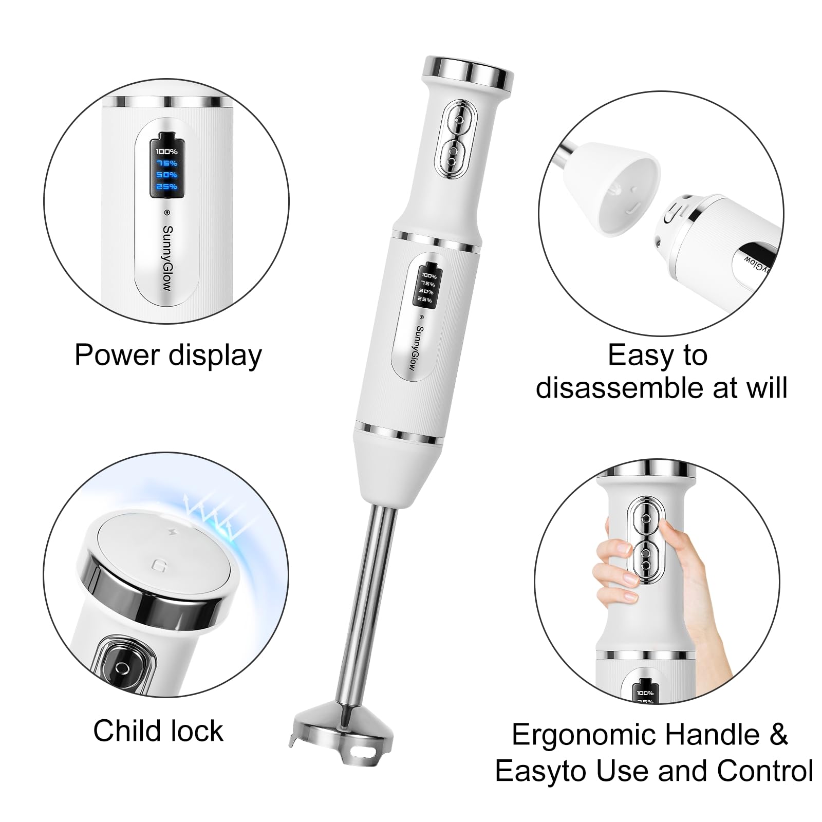 Cordless Hand Blender: Rechargeable Cordless Immersion Blender Handheld ...