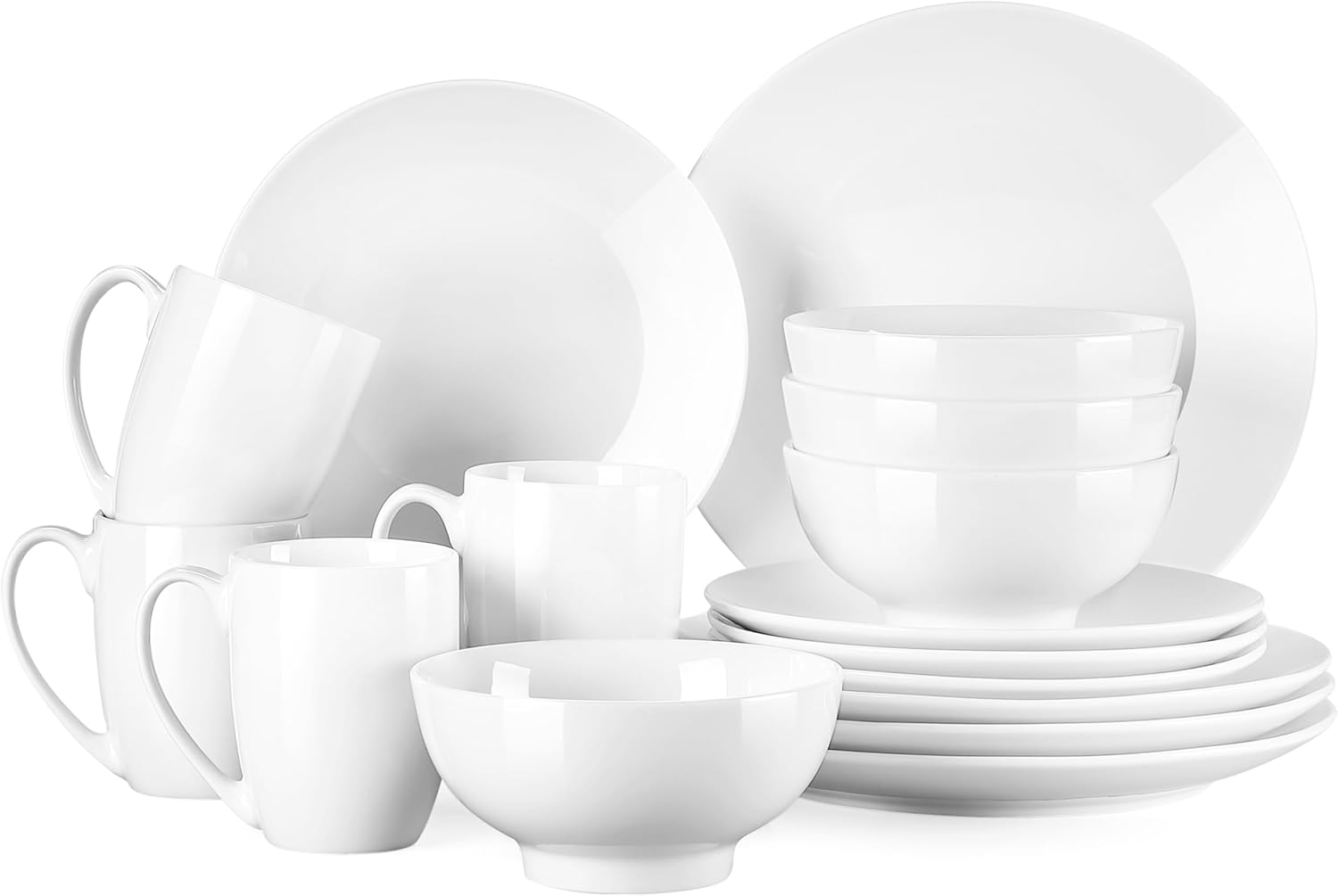 Lovecasa, Series Sweet, Porcelain Round Dinner Set, White, 16 Pieces ...