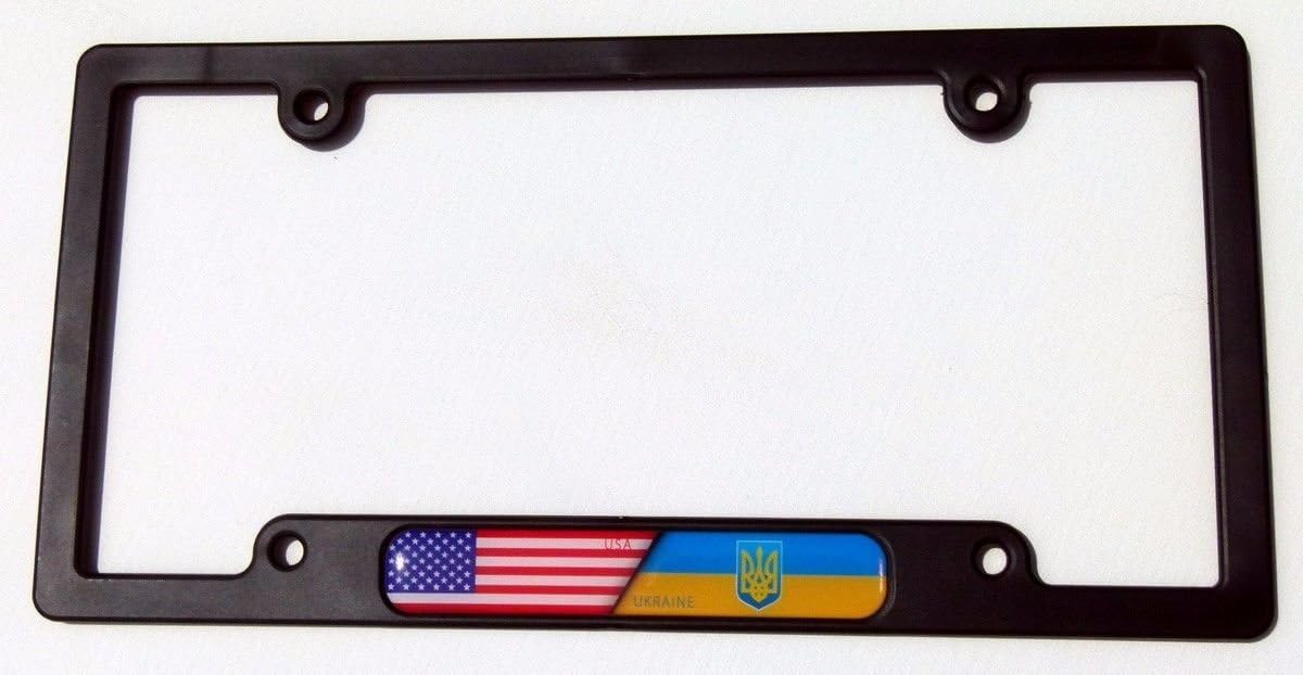 Amazon.com: Car Chrome Decals Ukraine Ukrainian Black ABS License Plate ...