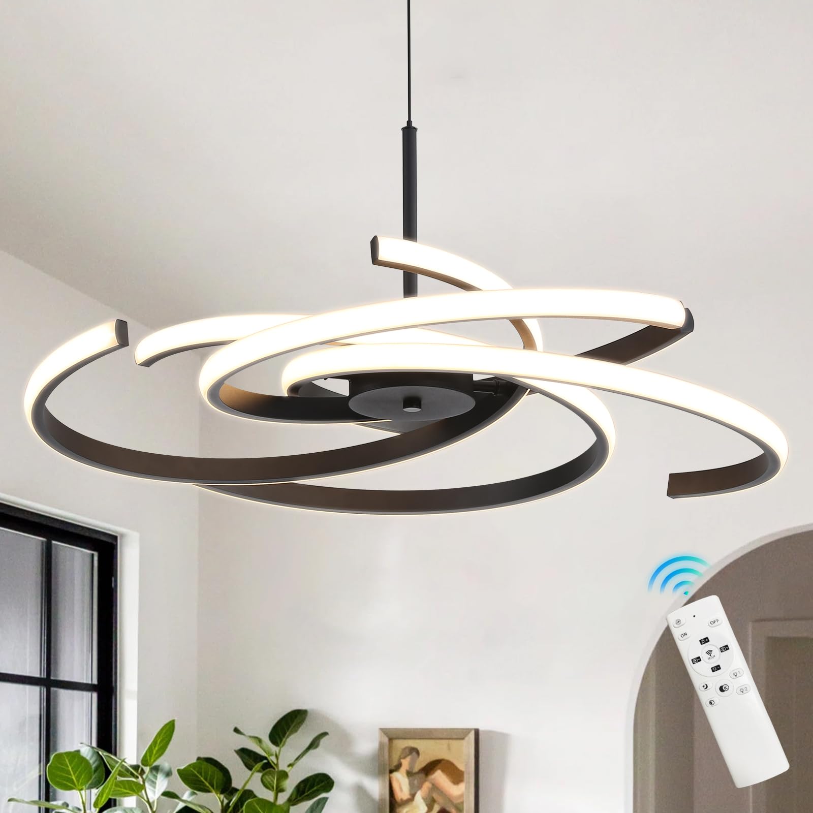 Jyforid Black LED Pendant Light 24" Modern LED Pendant Light Fixture ...