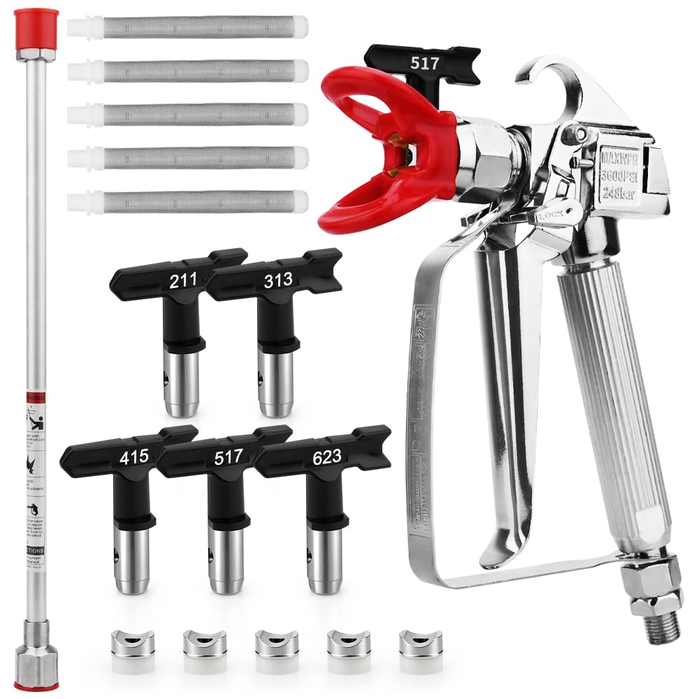 Amazon.com : Airless SJG Airless Paint Spray Gun, with 5 PCS 60 Mesh ...