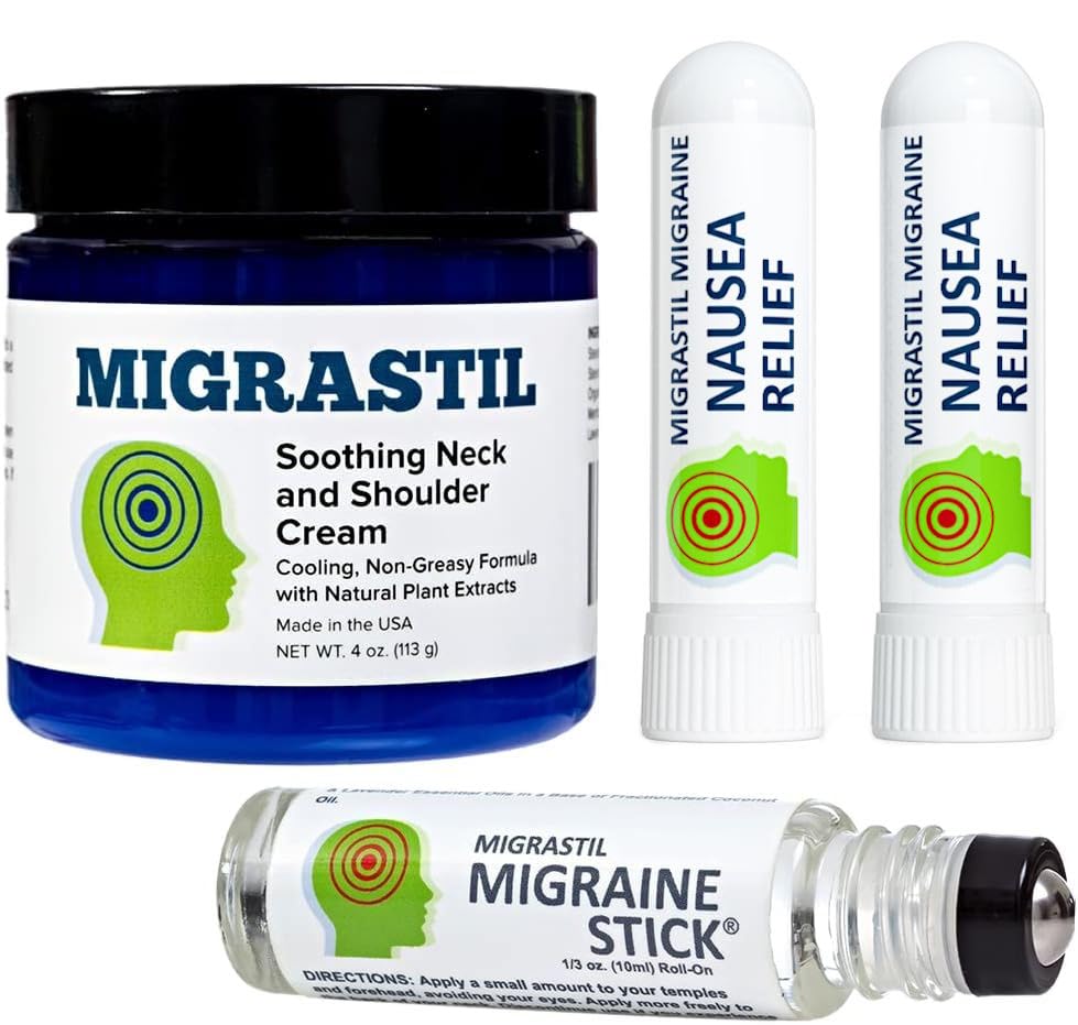 Amazon.com: Migrastil Migraine Stick, Neck Cream & Nausea Inhaler 2 ...