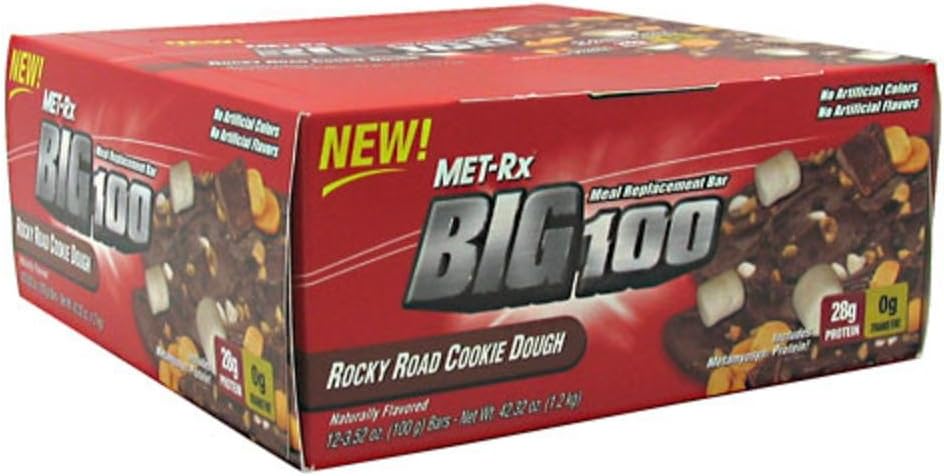 Amazon.com: Met-Rx Big 100 Colossal Meal Replacement Bars, Rocky Road ...