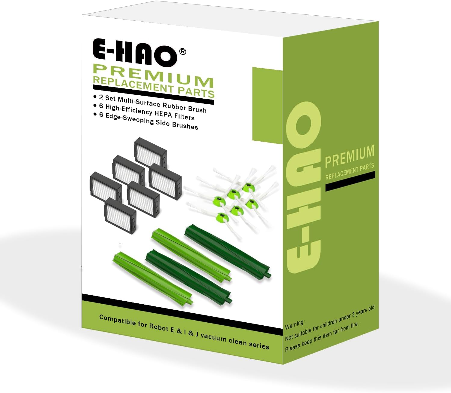 Amazon.co.jp: E-HAO iRobot ルンバ i/j/e シリーズモデル用掃除機交換部品、2 セットのゴムローラー、6 HEPA フィルター、6 サイドブラシ i1+/i2 ...