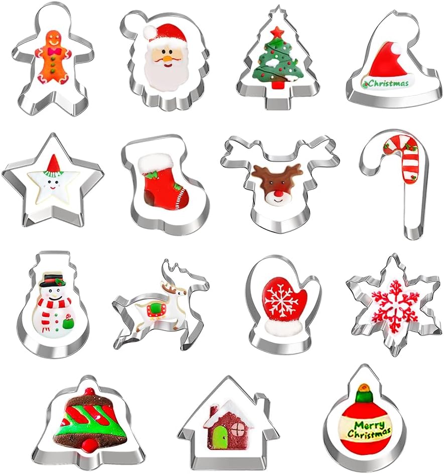 Amazon.com: Christmas Cookie cutters Set 16 Pieces, Holiday Cookie ...