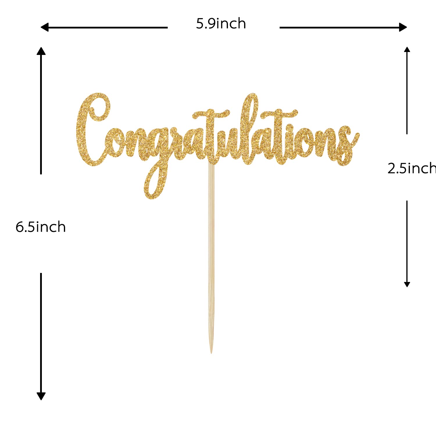 Snapklik.com : Gold Glitter Congratulations Cake Topper - Congrats Cake Topper - Graduation