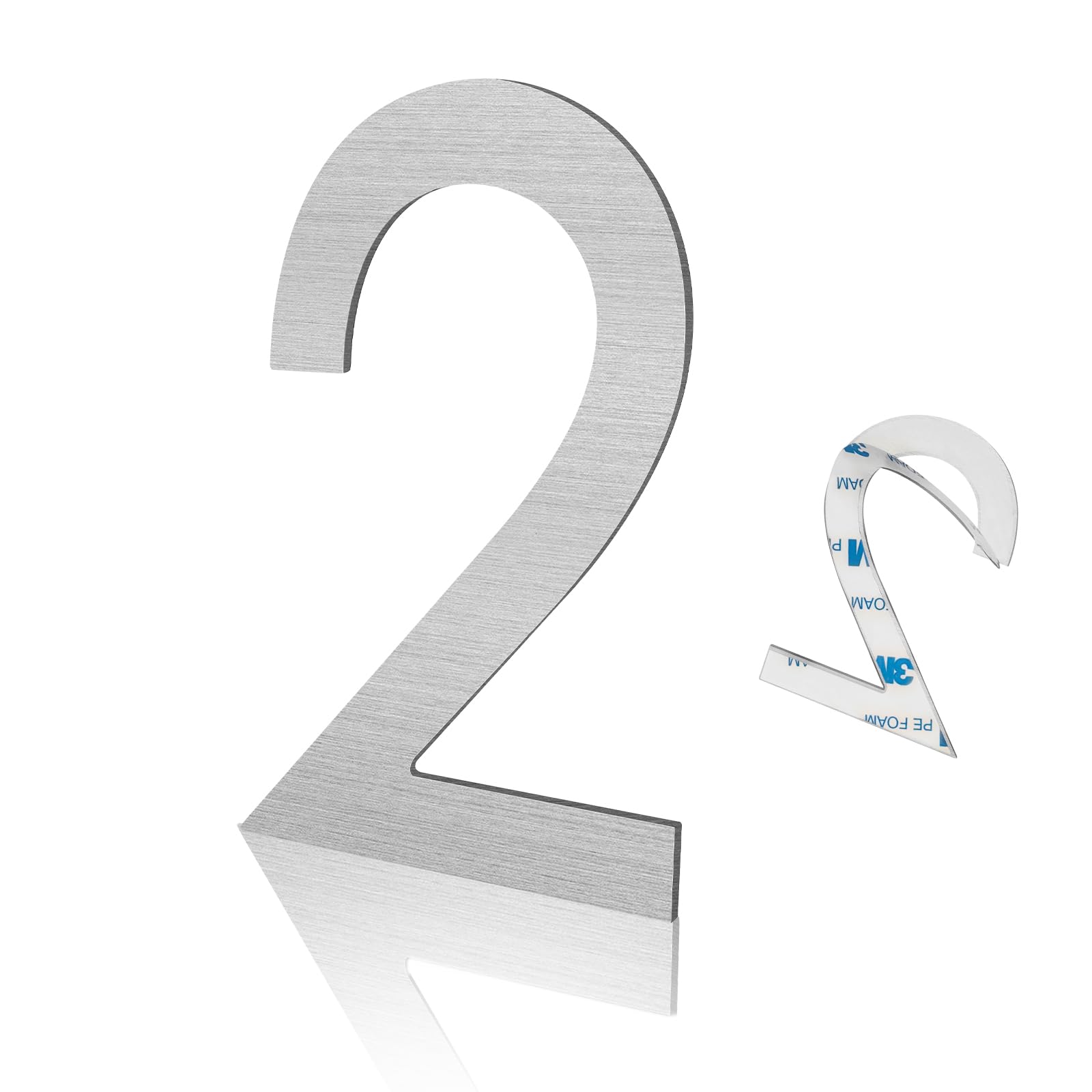 3 Inch House Numbers for Stick On, Brushed Silver Mailbox Number ...