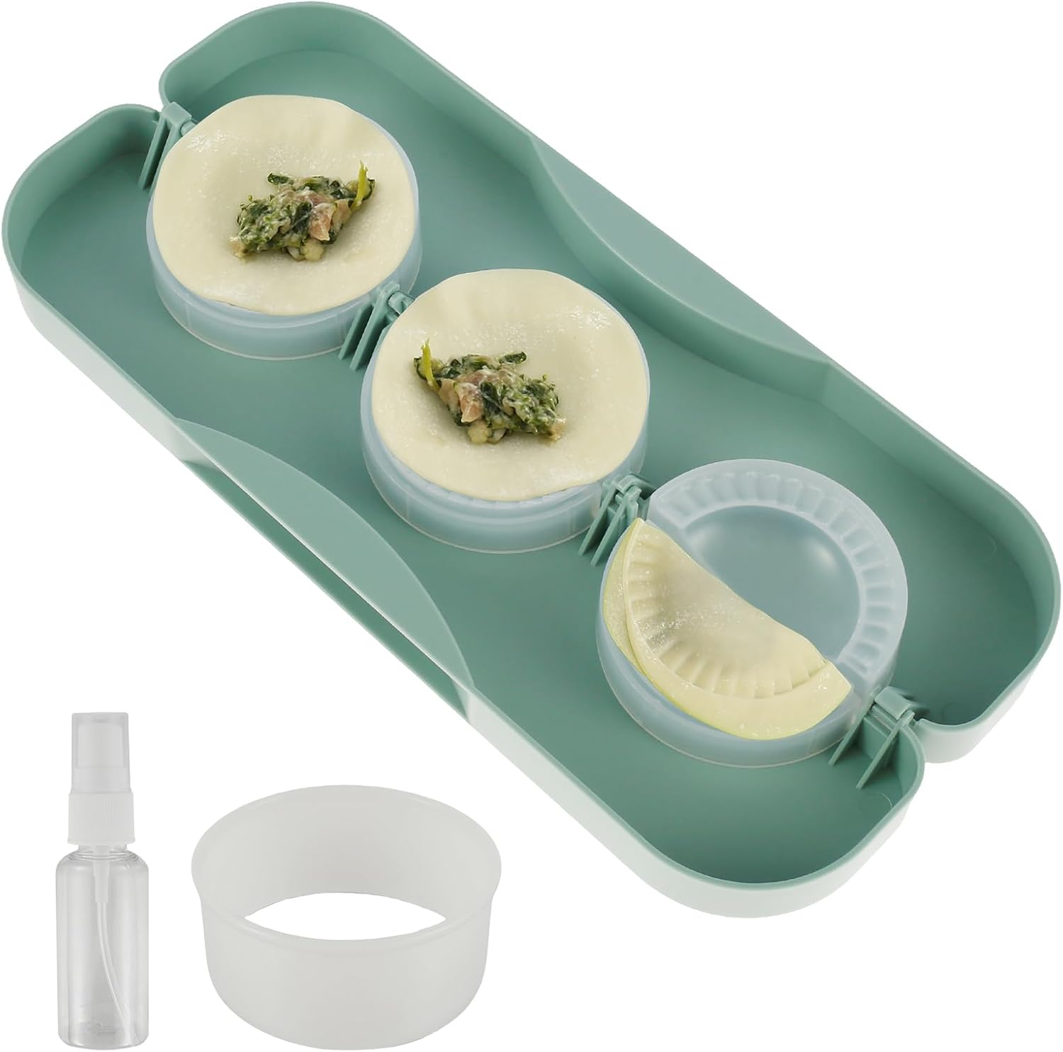 Amazon.com: 3/8 Slot Dumpling Maker Mold with Spray Bottle Efficient ...