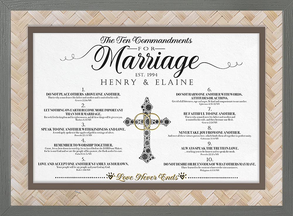 Amazon.com: 10 Commandments for Marriage | Personalized Framed Print ...