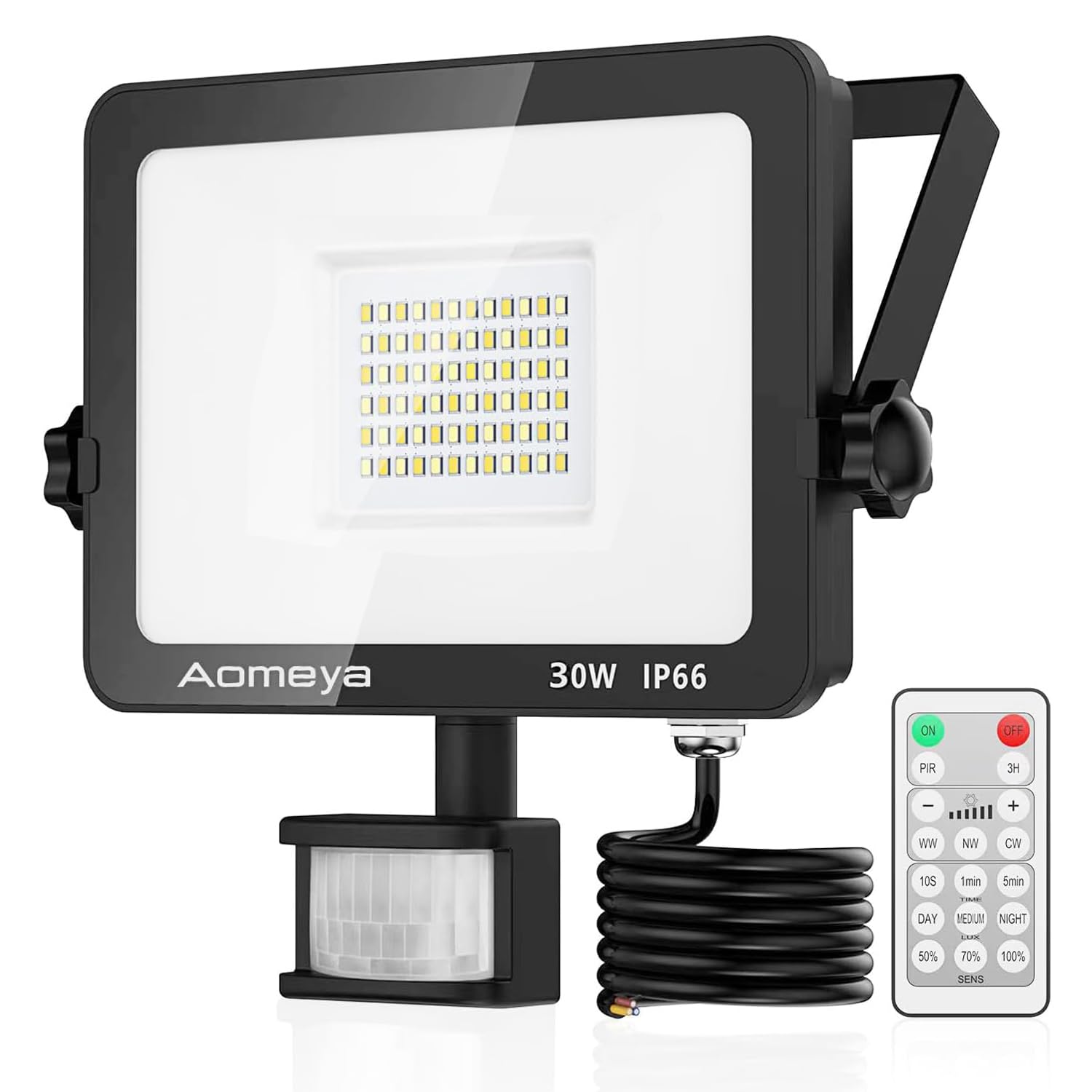 Motion Sensor Outdoor Security Light, 30W LED Floodlights with 3 Color ...