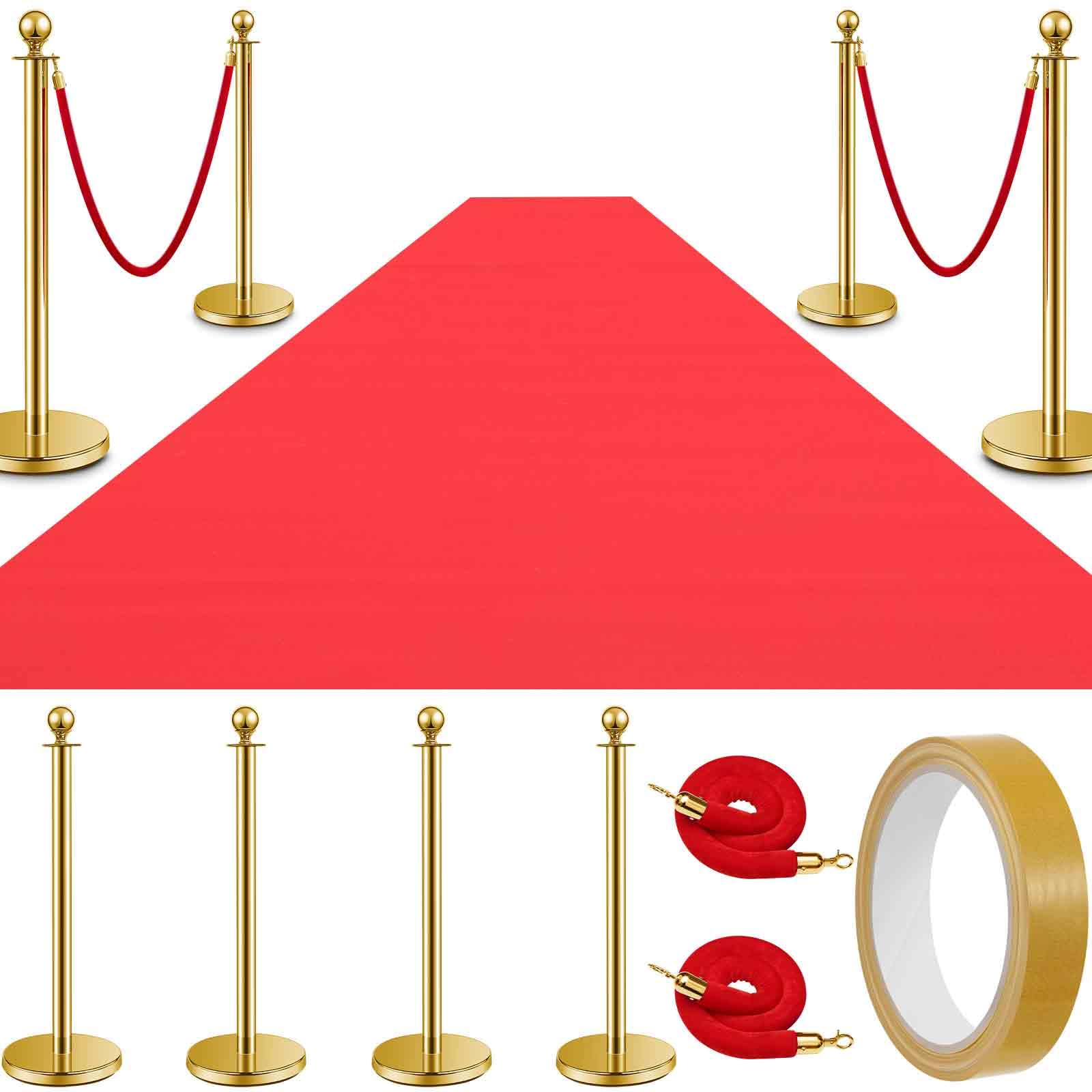 Therwen 4 Pcs Crowd Control Barriers and Red Carpet Runner Runway Rug 2 ...