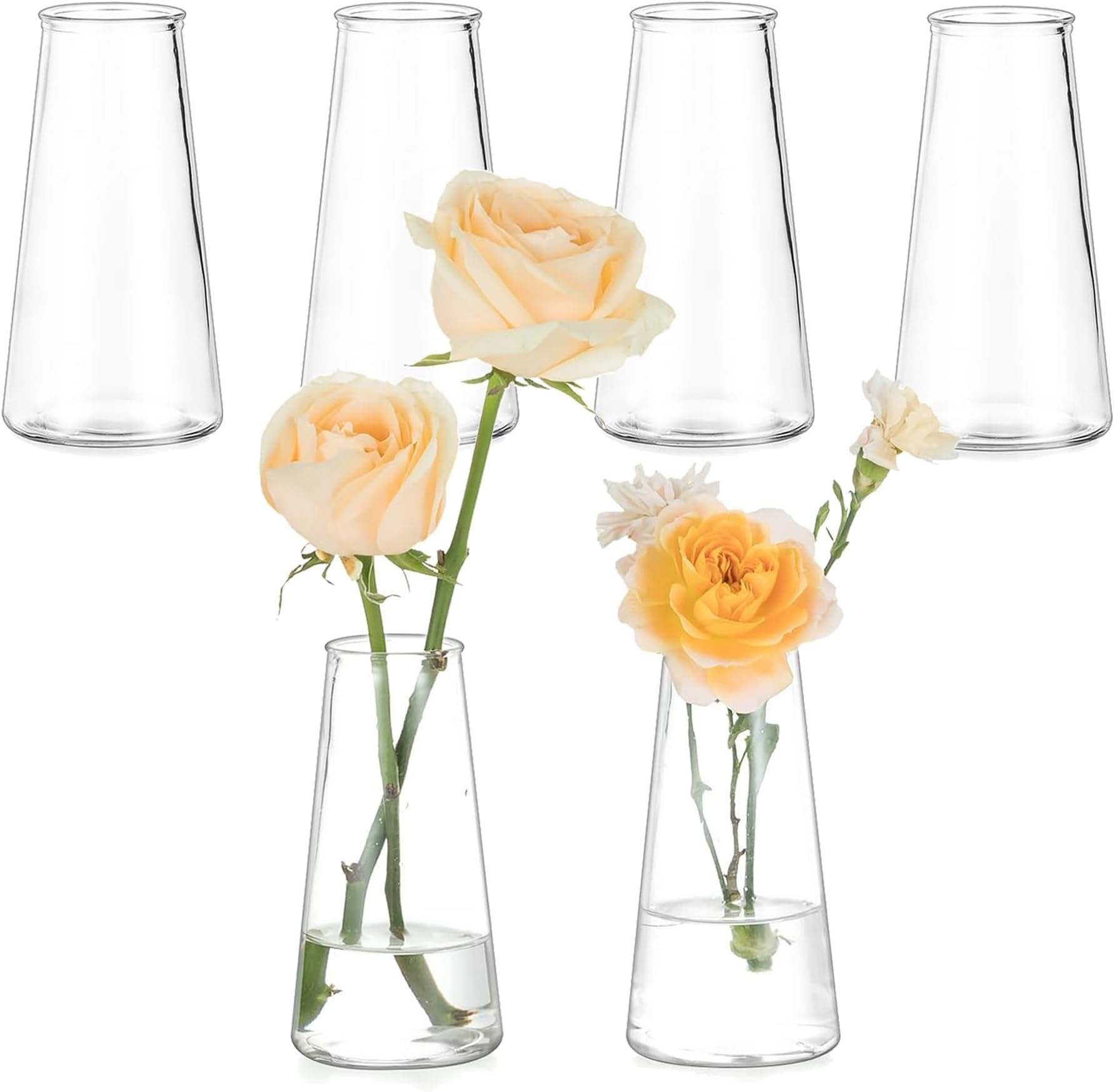 Amazon.de: Hewory Kleine Vasen für Tischdeko, 10er Glasvasen Mini Vasen Set Vase Glas Blumenvase ...