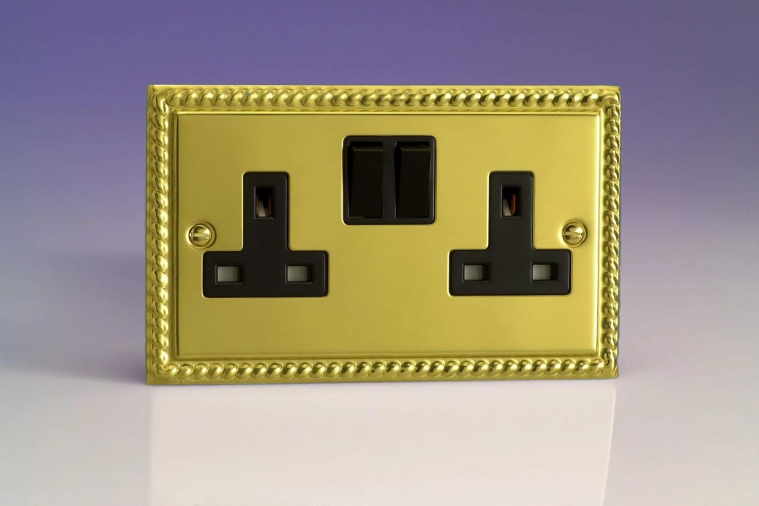 Varilight - 2 Gang 13 Amp Double Switched Socket Georgian Brass - XG5B ...