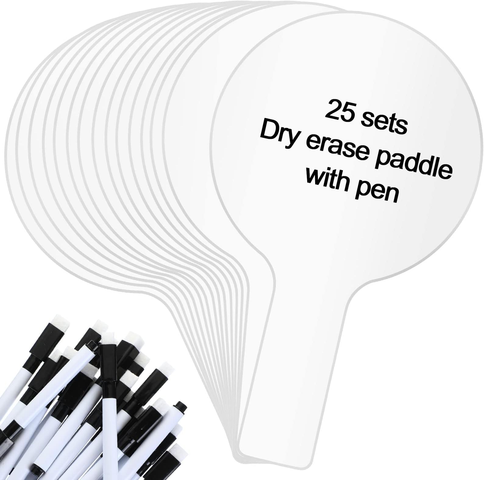 Amazon.com : 25 Sets 5x9 Inch Answer Dry Erase Paddles and 25 Black ...