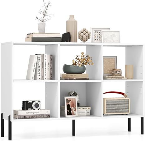 Amazon.com: Giantex 6 Cube Bookcase, 3-Tier 47" Long Wood Bookshelf w ...