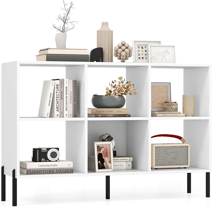 Amazon.com: Giantex 6 Cube Bookcase, 3-Tier 47" Long Wood Bookshelf w ...