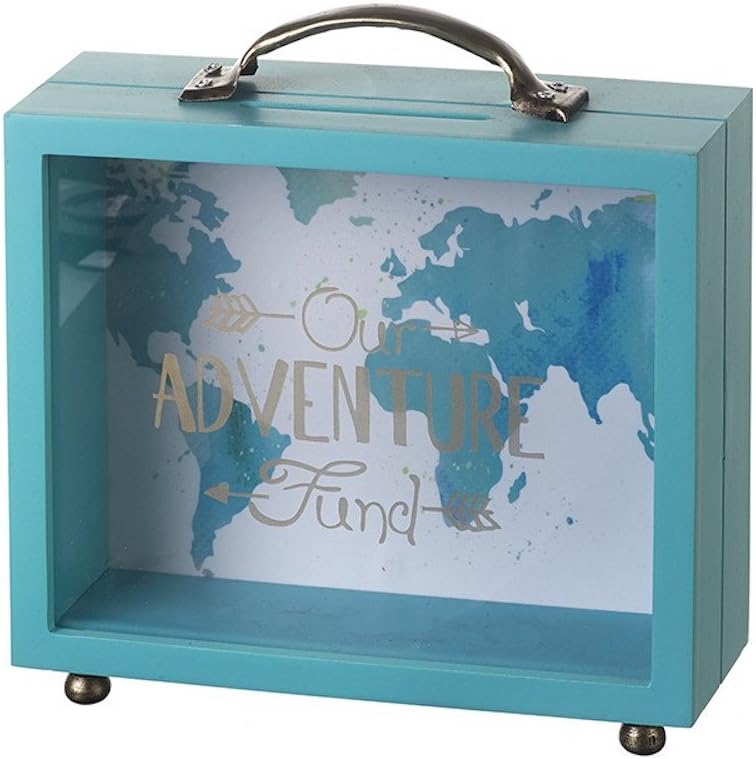 Out of the blue Wooden money box, travel cash, approx. 15 x 15 x 5 cm ...