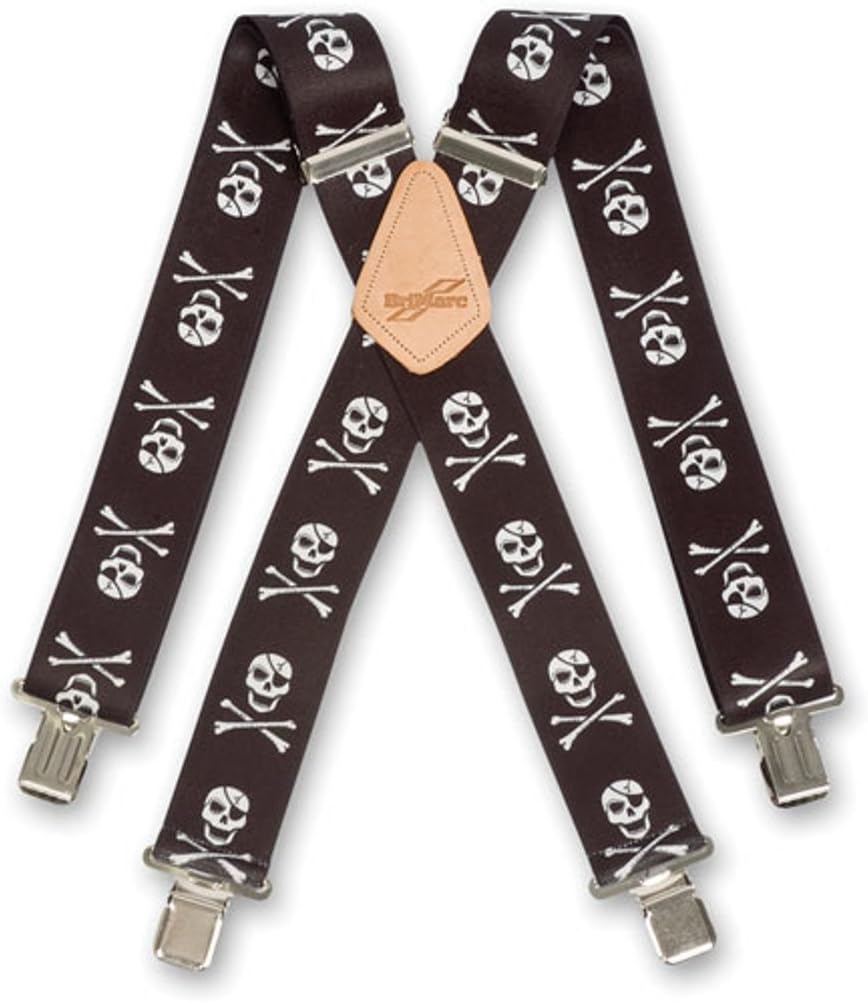 Men's Skull & Crossbone Work Fashion Braces Heavy 2 50 mm Wide by ...