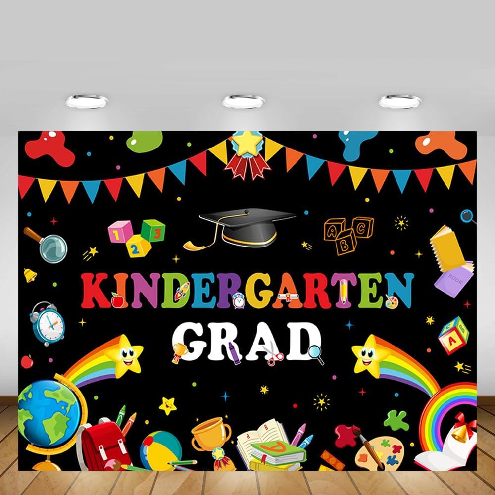 Amazon.com : Kindergarten Graduation Backdrop Banner, Kindergarten ...