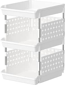 Amazon.com: Lifewit Plastic Stackable Storage Baskets, 3 Tier Stacking ...