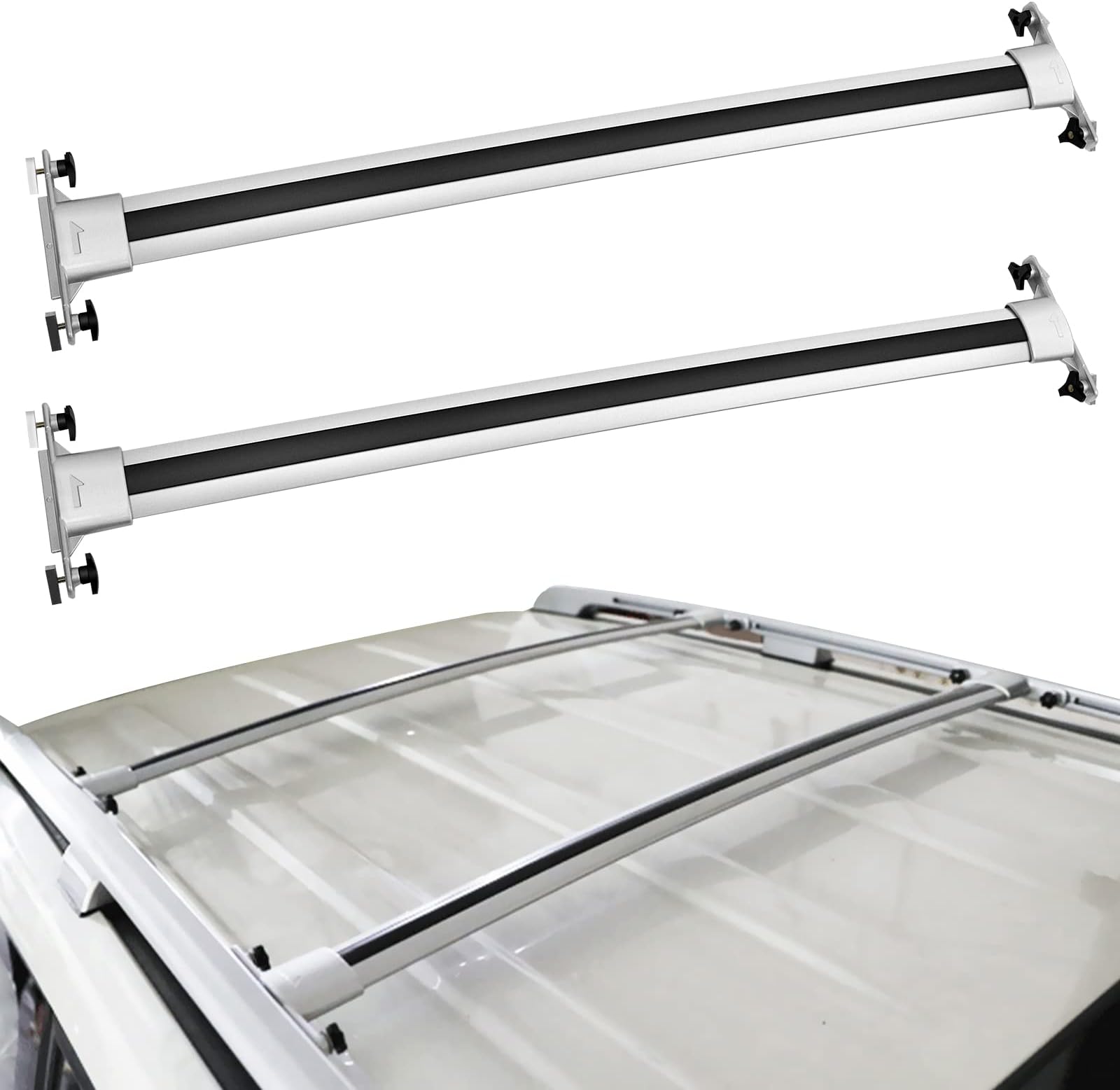 Amazon.com: Auto Dynasty Pair of Factory Style Roof Rack Top Rail Cross ...