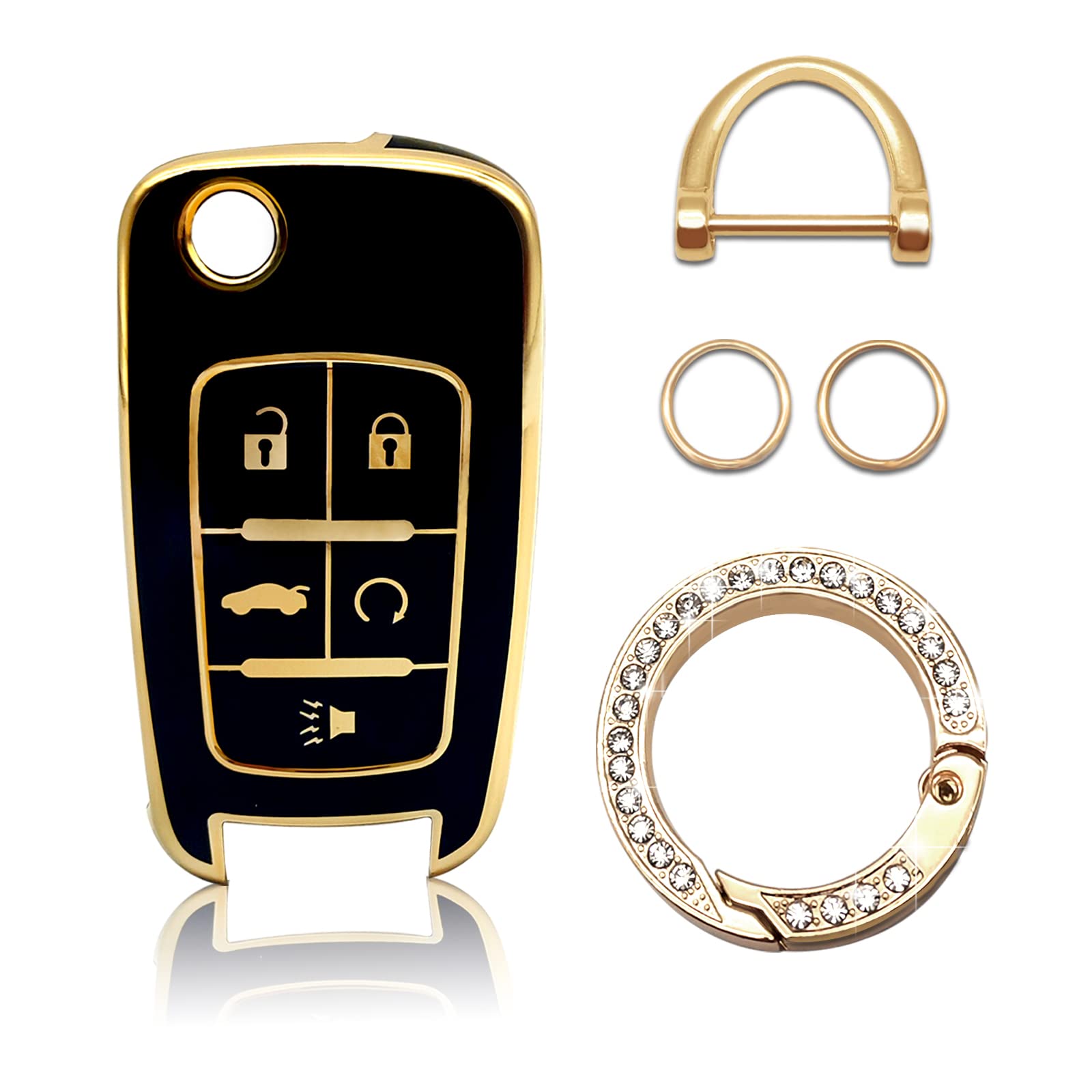 Amazon.com: Vrasly Compatible with Chevy Key Fob Cover with Keychain ...