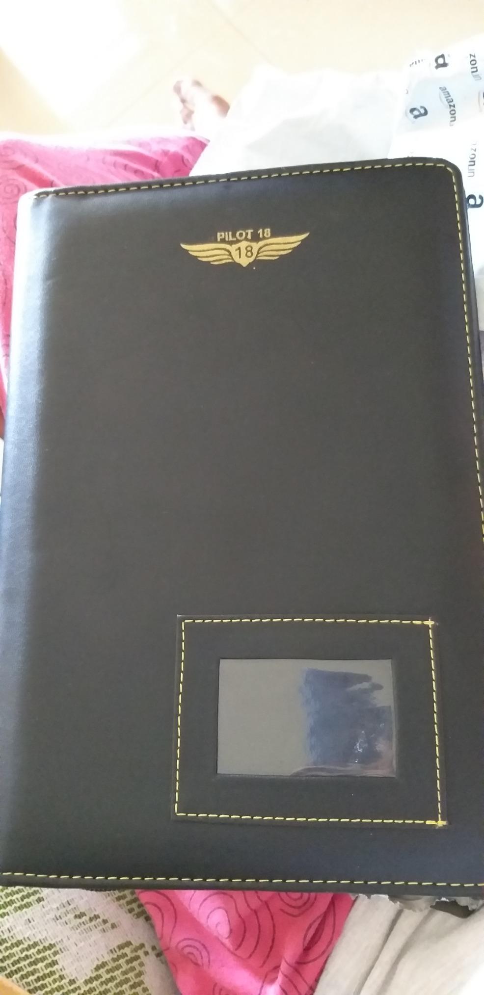 Pilot18 PU Leather Premium Pilot logbook Cover with License Pockets and ...