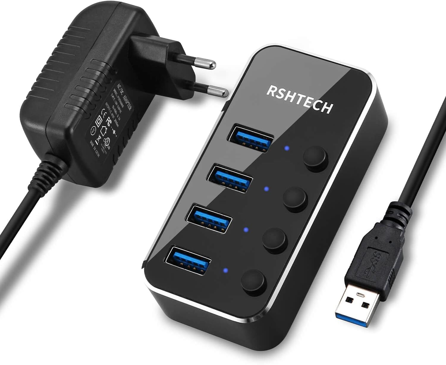 CSL - USB 3.0 Hub mit Netzteil - Ultra Slim 4-Port Verteiler - Datenhub ...