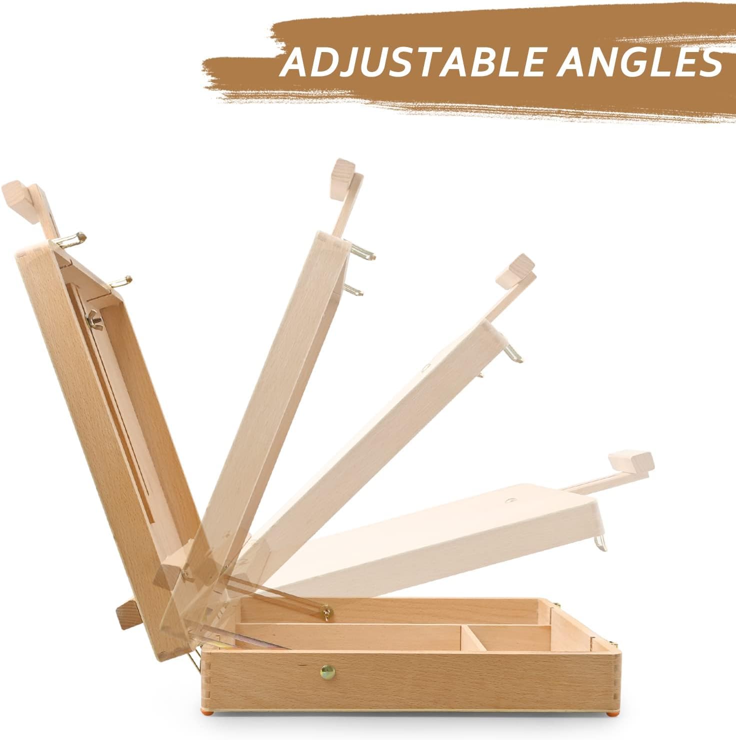 Adjustable Beechwood Tabletop Painting Easel, Wooden Sketch Box Easel ...