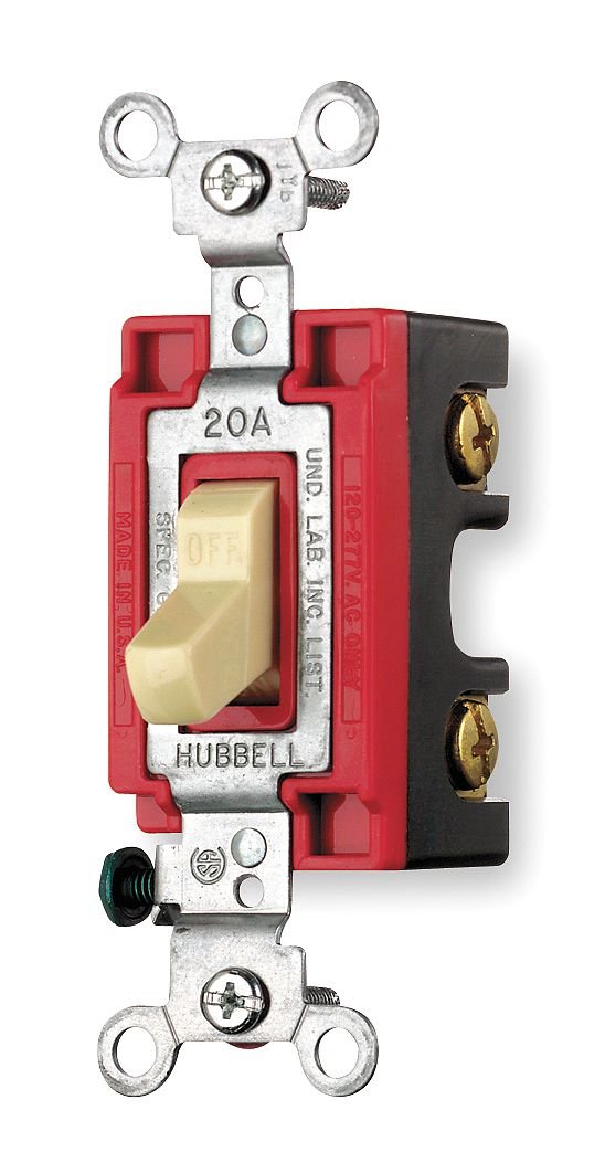 HUBBELL CS120I 120/277VAC, 20AMP, Single Pole, Wall Switch, Ivory ...