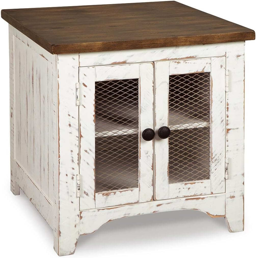 Amazon.com: Signature Design by Ashley Wystfield Farmhouse End Table ...