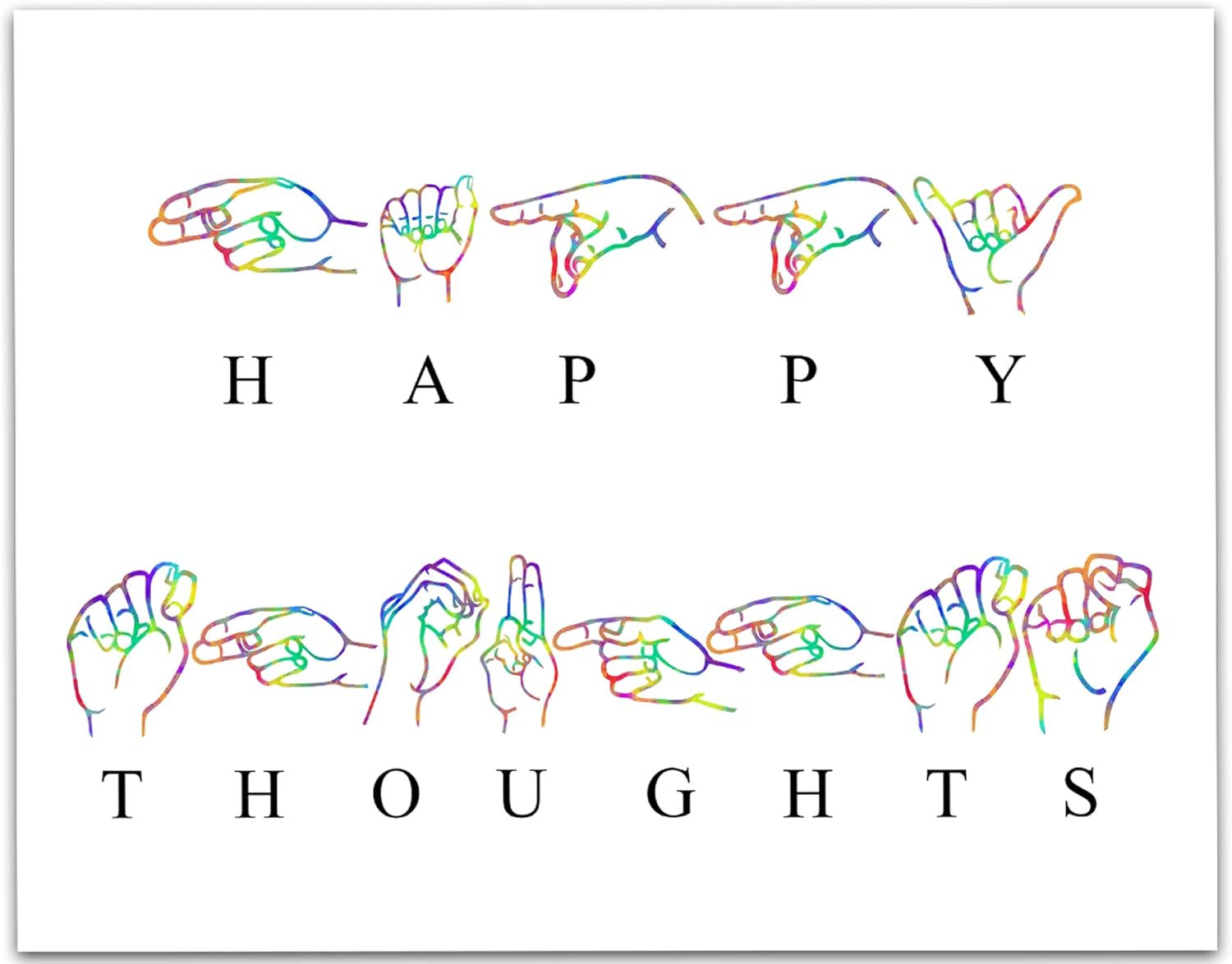 Amazon.com: Happy Thoughts ASL Wall Art American Sign Language Quote ...