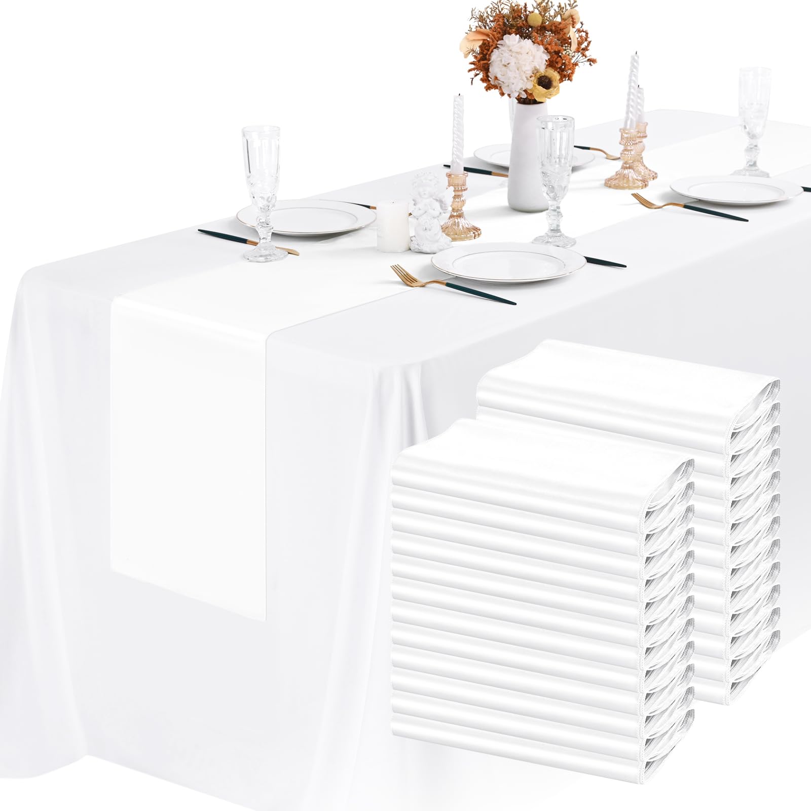 Amazon.com: LOKUME 24 Pack White Satin Table Runners 12 x 72 Inch Long ...