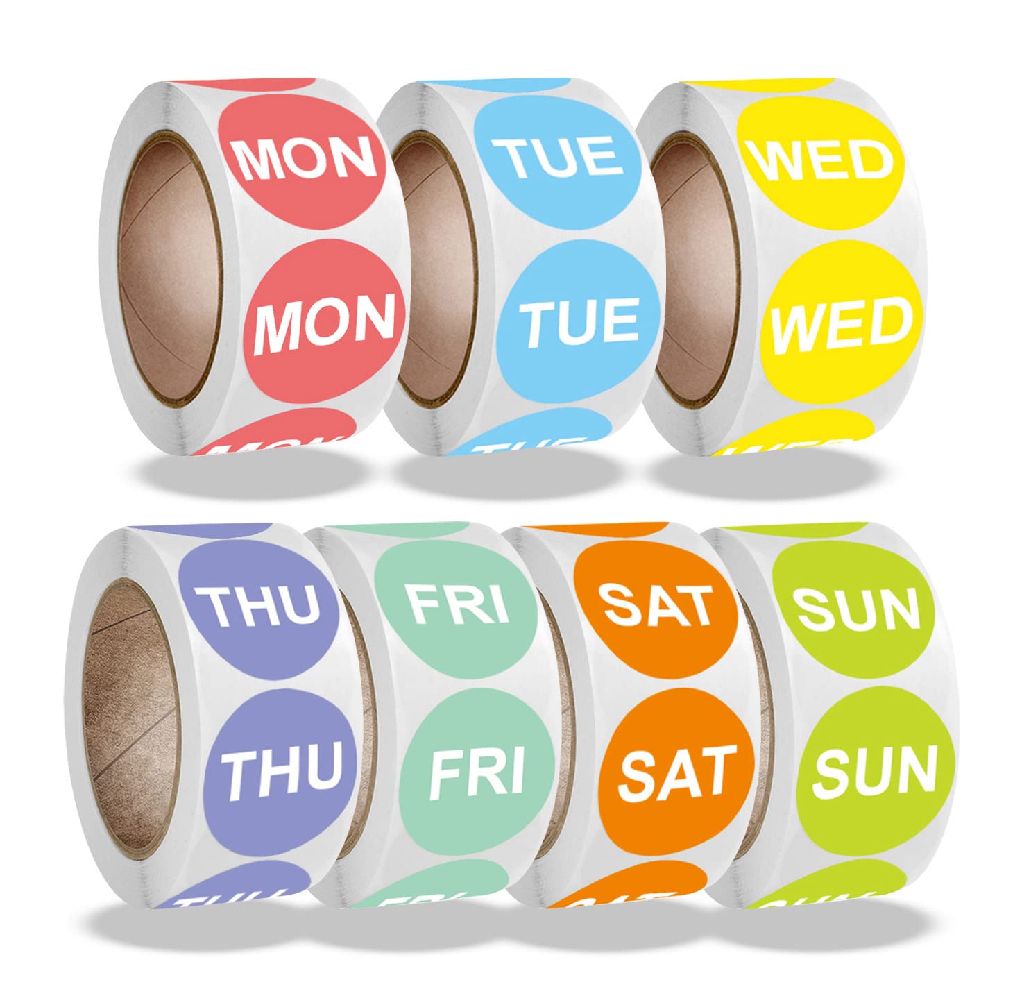 Buy Decoendiy 7 Days of The Week Labels Stickers, Color Coding Dot Self ...