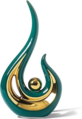 Amazon.com: XMGZQ Teal Home Decor,Green and Gold Couple Sculpture,Green ...