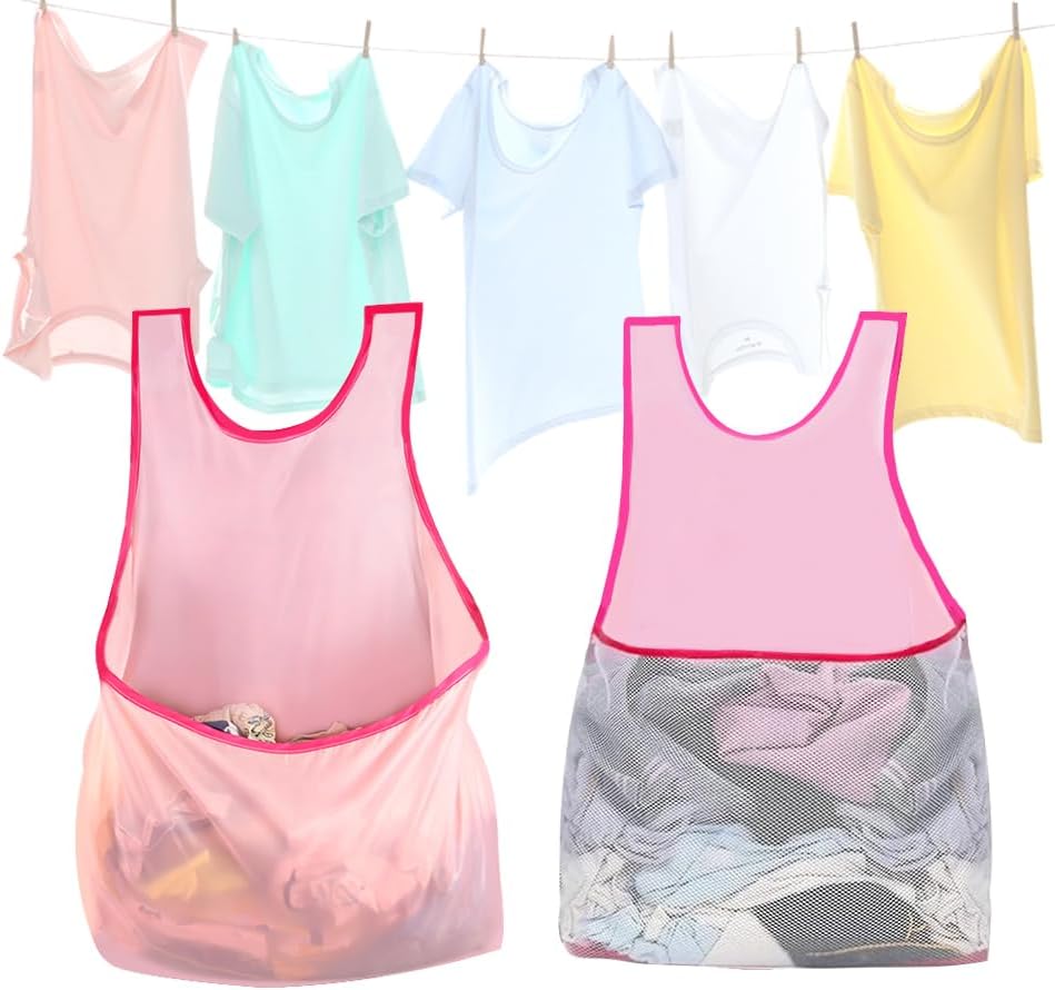 Amazon.com: XIUYEQIU 2 Pcs Portable Aprons,laundry apron with pouch ...