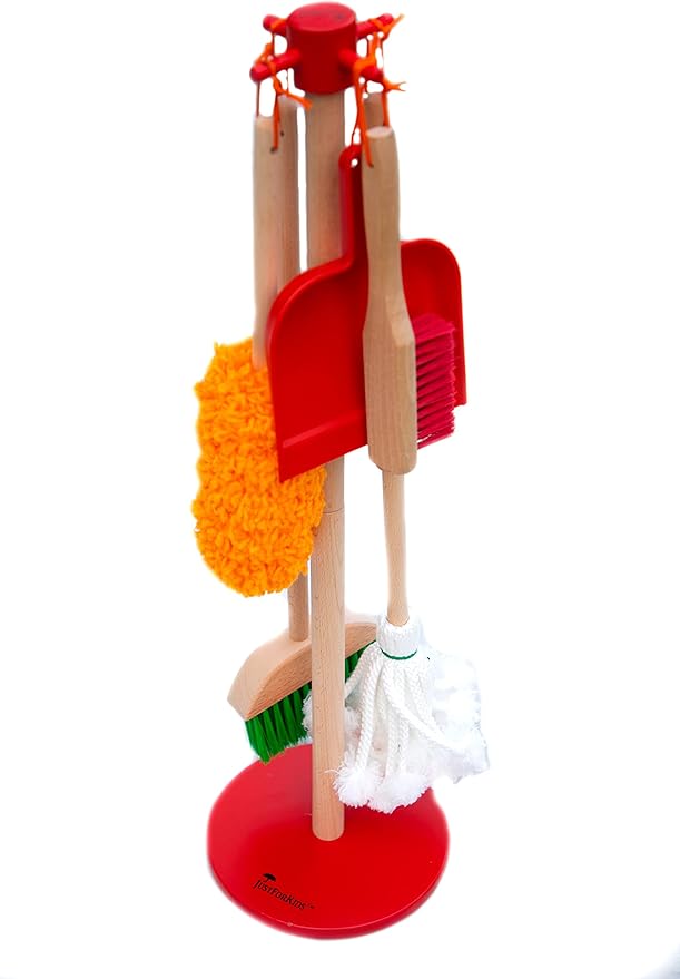 Amazon.com: JustForKids Wooden Detachable Kids Cleaning Set - Duster ...