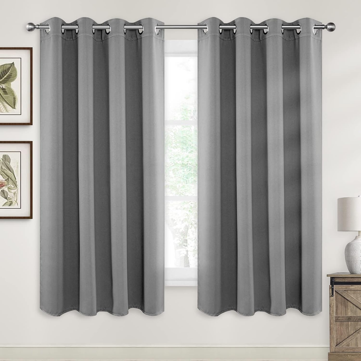Amazon.com: CUCRAF Light Grey Blackout Curtains 45 inch Length 2 Panels ...